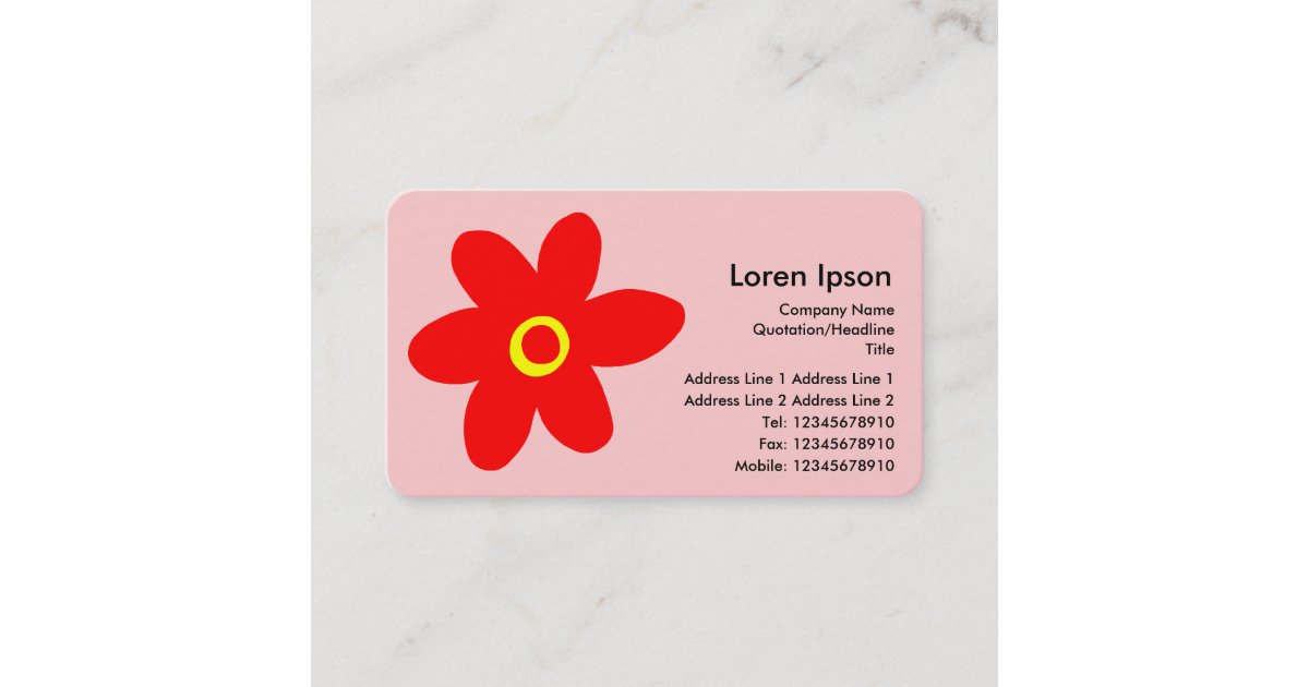 Pop Flower - Pink (FFCCCC) Business Card | Zazzle