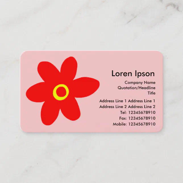 Pop Flower - Pink (FFCCCC) Business Card | Zazzle