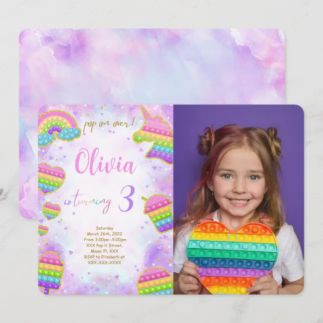 Pop it Birthday Photo Invitation | Zazzle