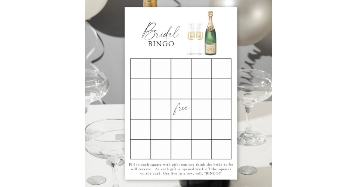 Pop the Champagne Bridal shower bingo game | Zazzle