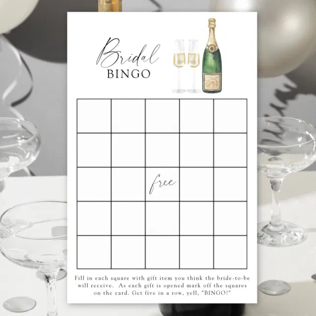 Pop the Champagne Bridal shower bingo game | Zazzle