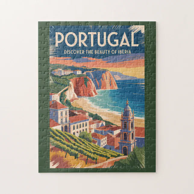 Portugal Iberia Skyline Illustration Travel Art Jigsaw Puzzle | Zazzle