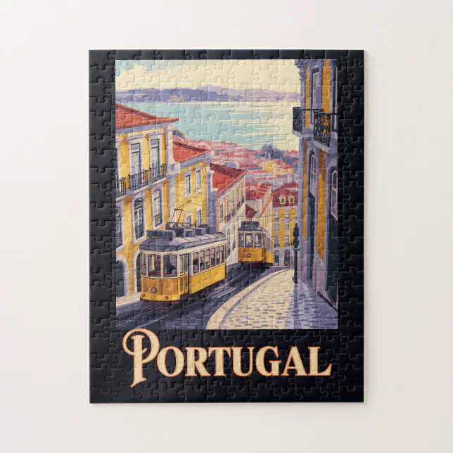 Portugal Lisbon Skyline Illustration Travel Art Jigsaw Puzzle | Zazzle