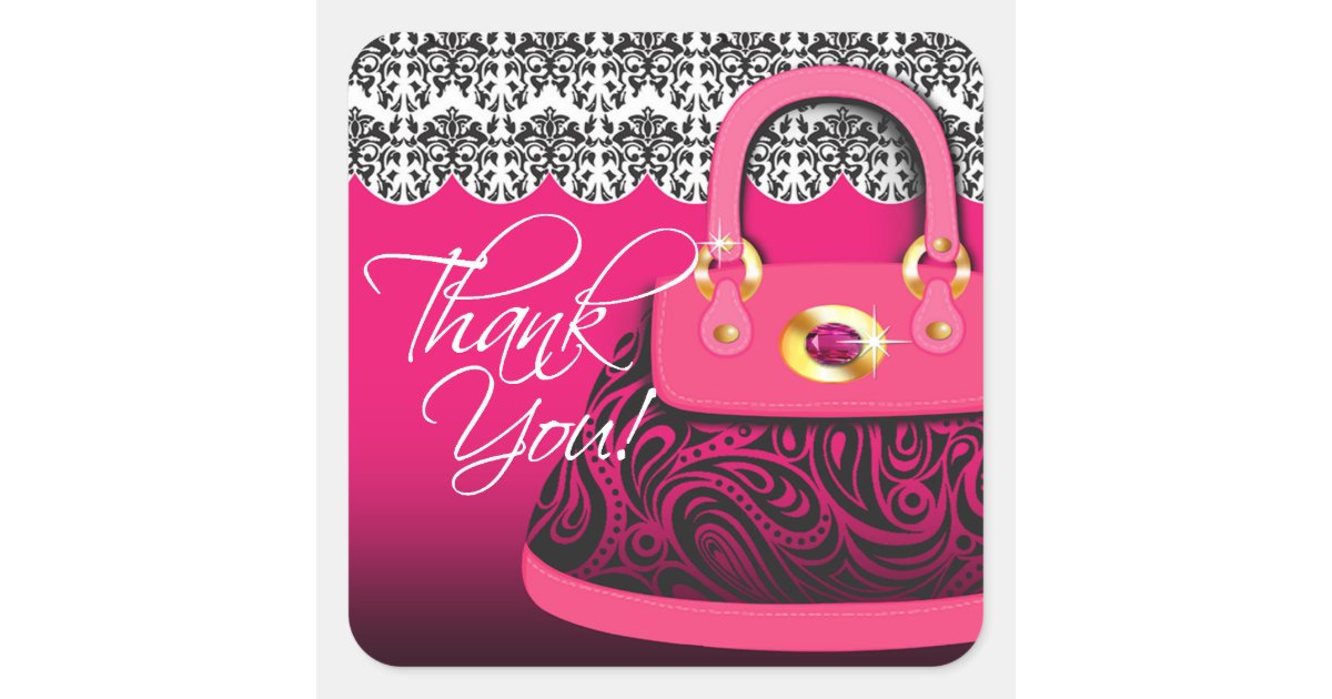 Posh Purse Thank You Square Sticker | Zazzle