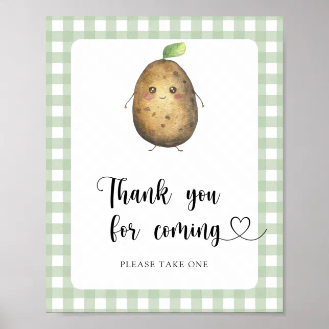 Potato baby shower - Thank you for coming Poster | Zazzle
