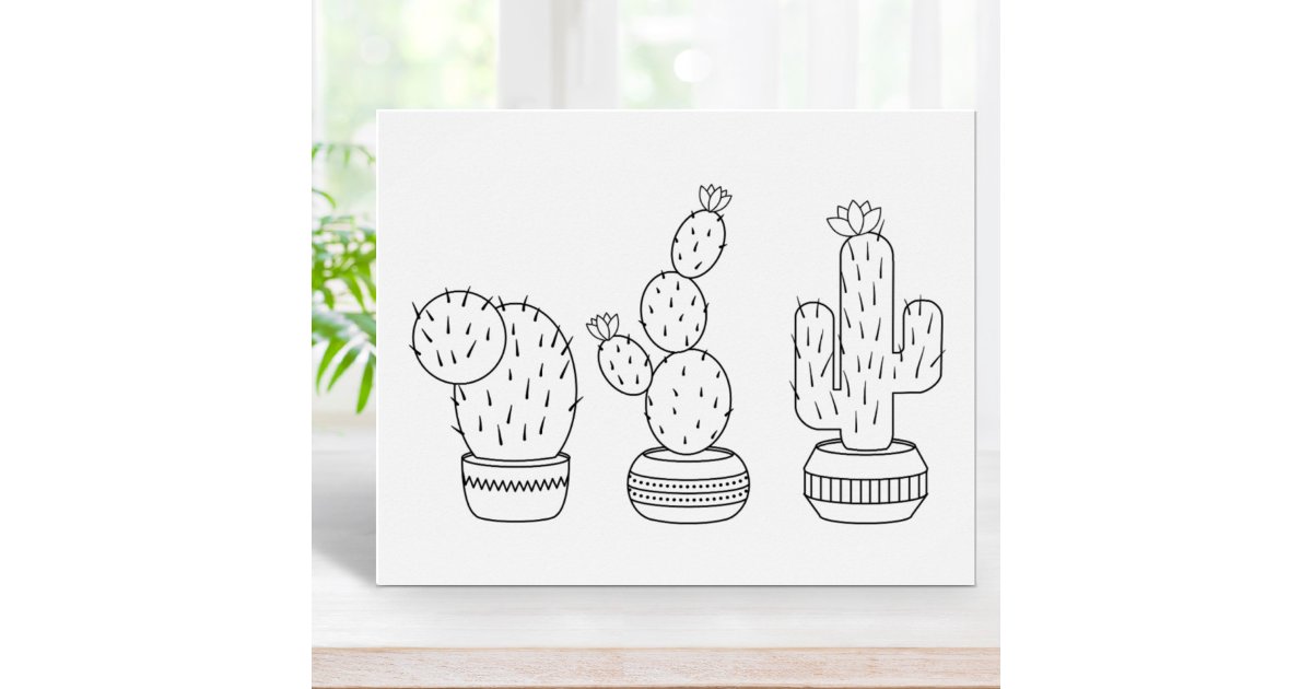 Potted Cacti - Cactus Plants Colouring Page Poster | Zazzle