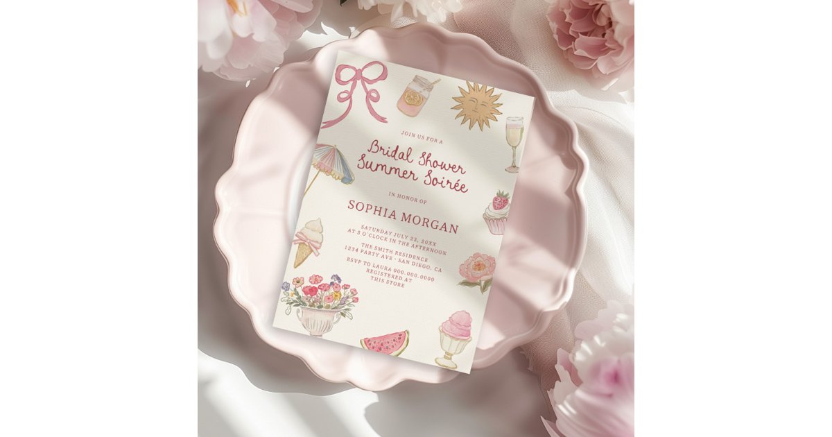 Preppy Pastel Bridal Shower Summer Soiree Invitation | Zazzle