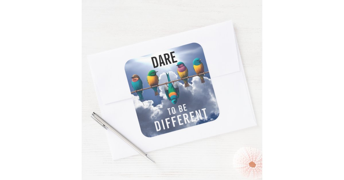 Pretty Birds on a Wire Dare Square Sticker | Zazzle
