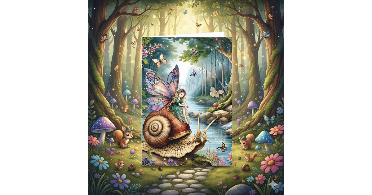 Pretty Fairy Land Birthday Card with Colouring Pag | Zazzle