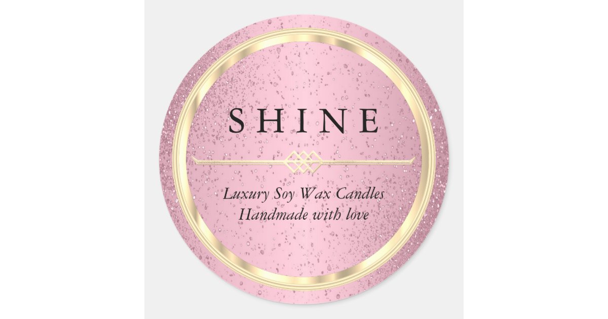 Pretty Metallic Gold and Pink Glitter Labels | Zazzle