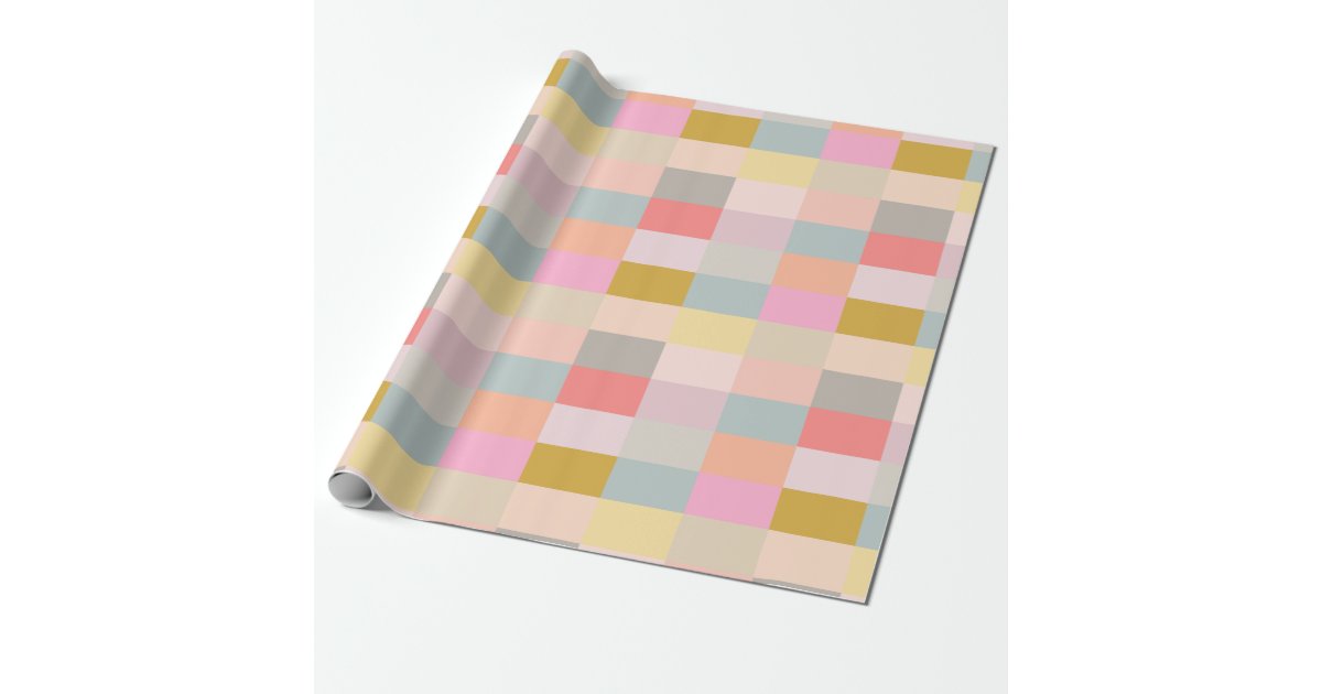 Pretty Pastels Simple Geometric Patchwork Pattern Wrapping Paper | Zazzle