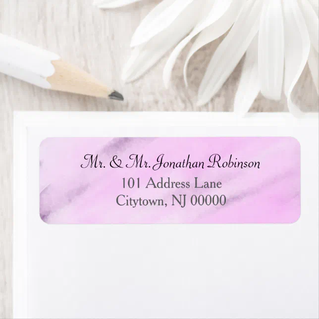 Pretty Wedding Violet Purple Watercolor Wash Return Address Label | Zazzle