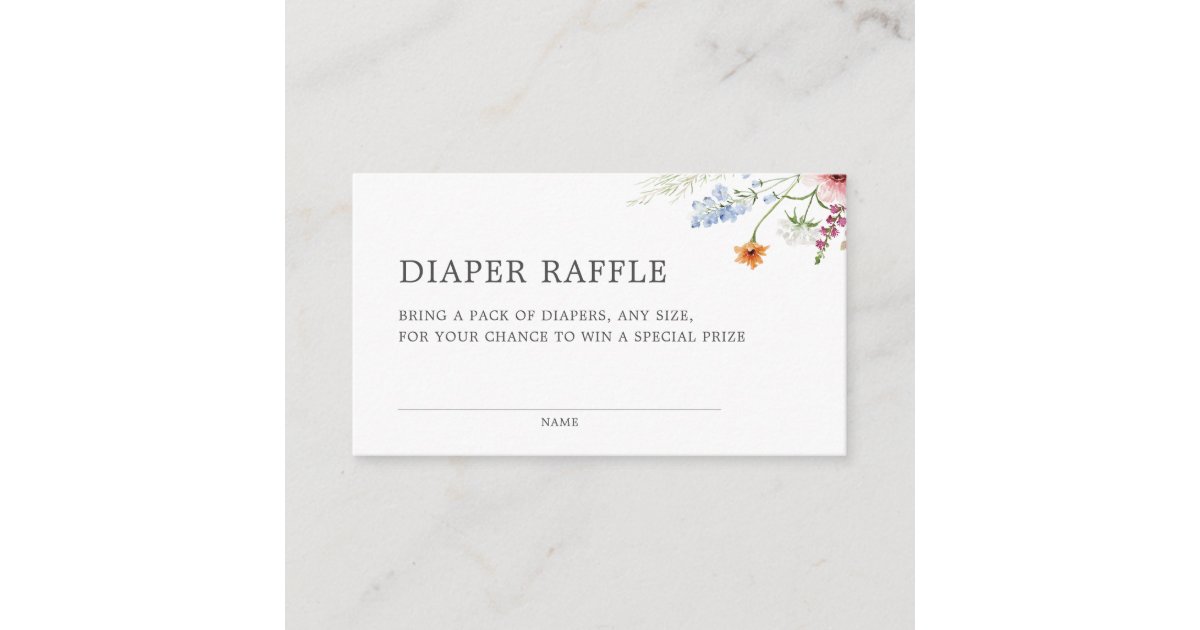 Pretty Wildflower Border Diaper Raffle Enclosure Card | Zazzle