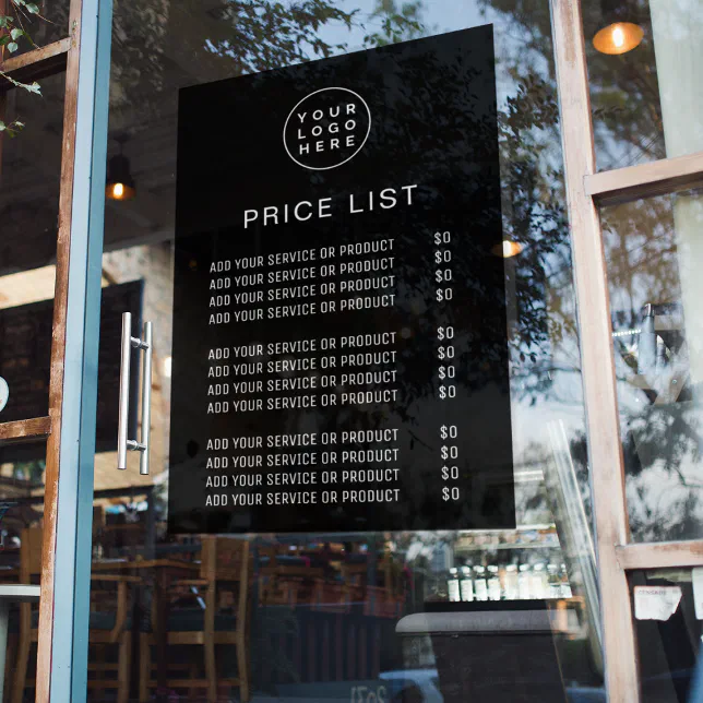 Price List Professional Logo Business Window Cling | Zazzle