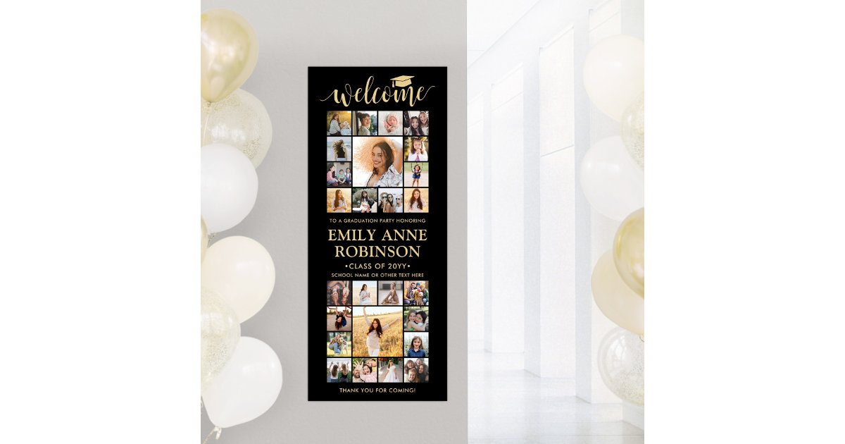 Printable Graduation Welcome Collage Black & Gold Poster | Zazzle