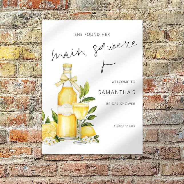 Printable Main Squeeze Lemon Welcome Bridal Shower Poster | Zazzle