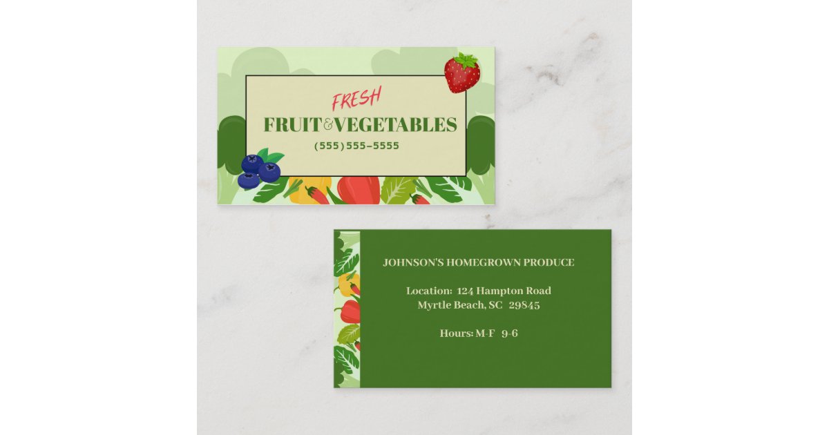 Produce Fruit and Vegetables Business Card | Zazzle