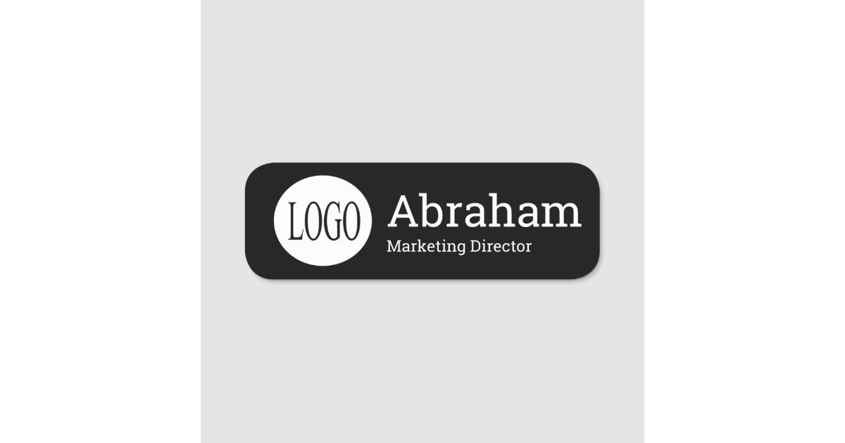 Professional Clean Modern Business Black Logo Name Name Tag | Zazzle