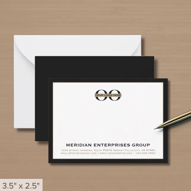 Professional Corporate Logo Business Note Card | Zazzle
