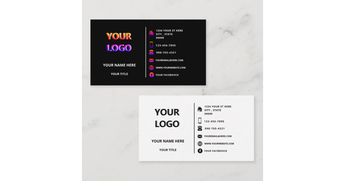 Professional Design Your Business Card Two Colours | Zazzle