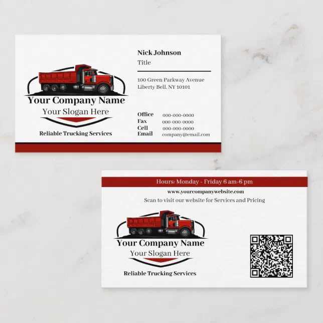 Professional Dump Truck Hauling Company QR Code Business Card | Zazzle