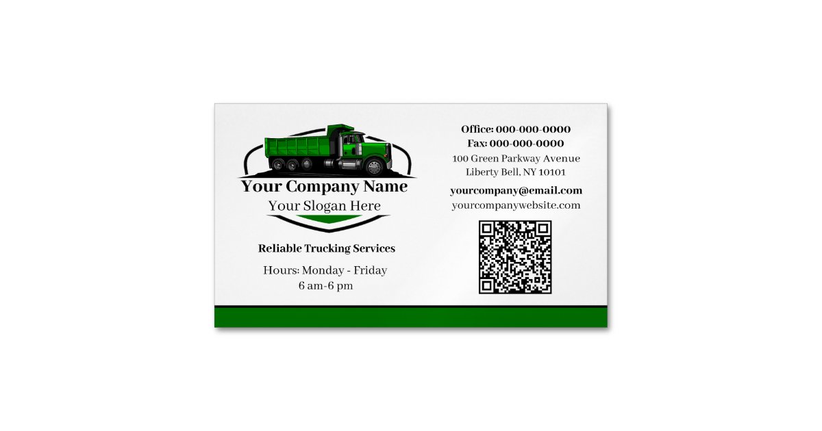 Professional Dump Truck Hauling Company QR Code Magnetic Business Card ...