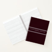Professional Simple Modern Burgundy & Grey Stripe Notebook | Zazzle