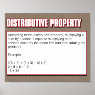 Property of Numbers- Distributive Property Poster