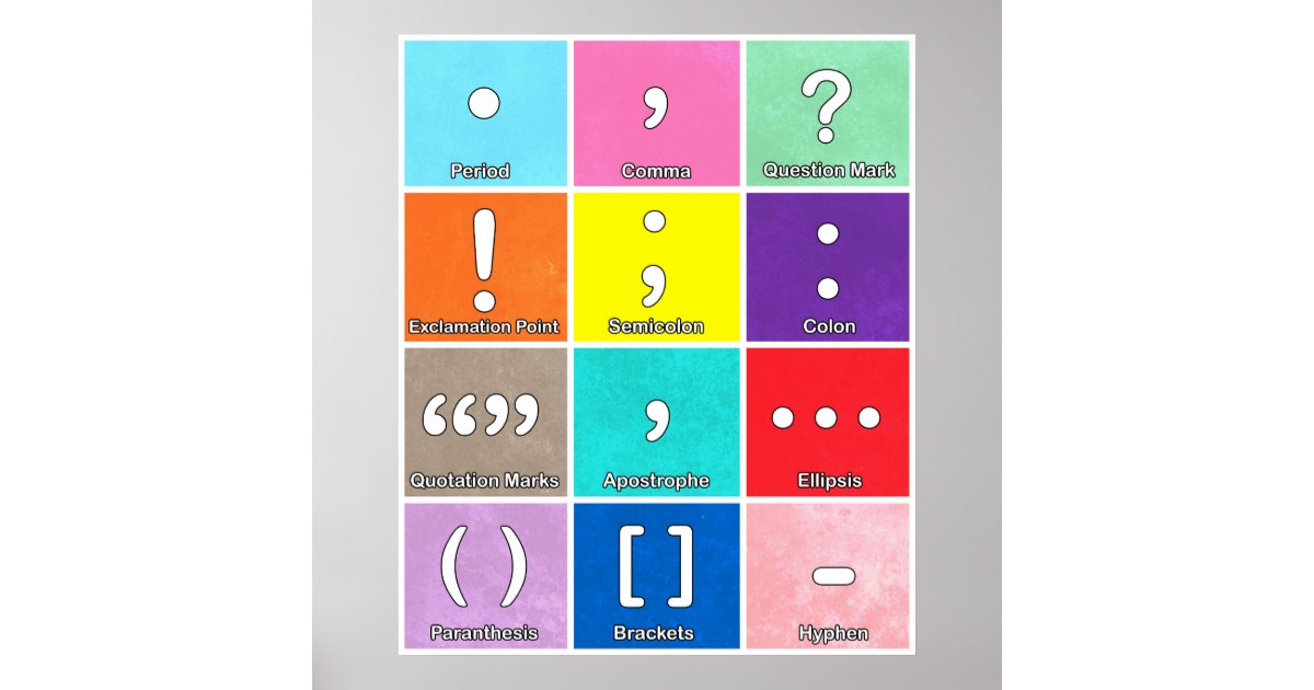 Punctuation Marks Grid Poster | Zazzle
