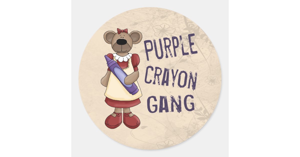 Purple Crayon Gang Classic Round Sticker | Zazzle