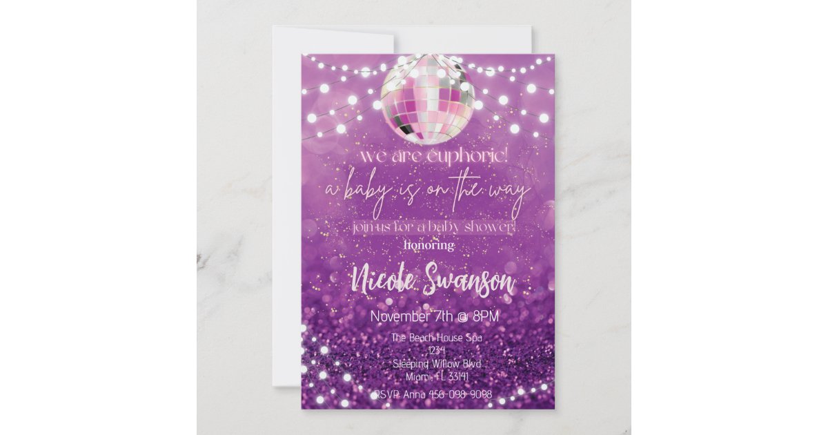 Purple Euphoria Aesthetic Baby Shower Invitation | Zazzle