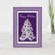 Purple or Custom Colour Doodle Style Christmas Tre Holiday Card | Zazzle