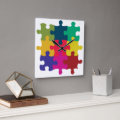 Puzzled Square Wall Clock | Zazzle