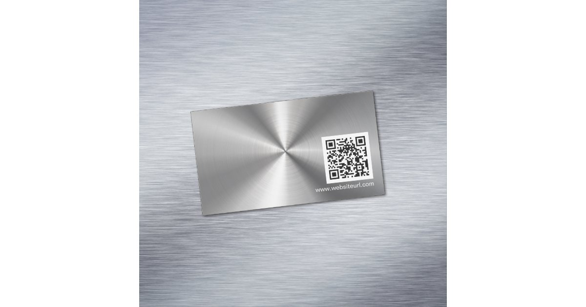 QR Code Ad Plain Sliver Metal Stainless Steel Look Magnetic Business ...