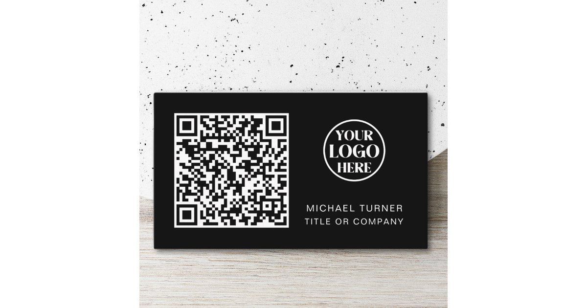 QR Code Business Logo Black Modern Professional Business Card | Zazzle
