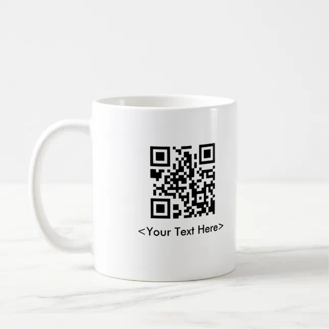 QR Code Coffee Mug With Editable Text | Zazzle