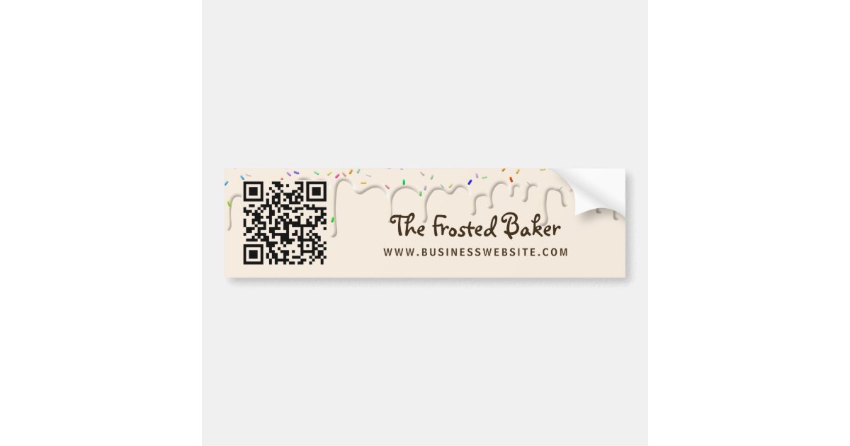 QR Code Frosting Bakery Business Bumper Sticker | Zazzle