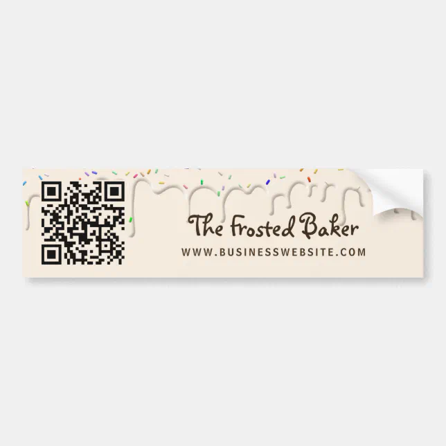 QR Code Frosting Bakery Business Bumper Sticker | Zazzle