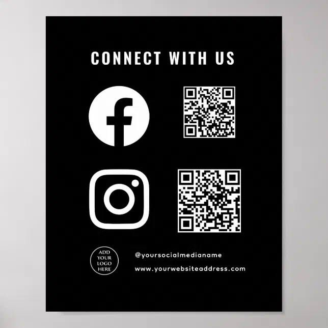 QR Code Logo Here Follow Scan Connect With Us Poster | Zazzle