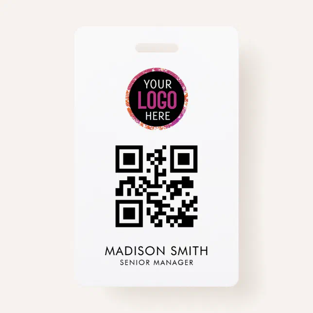 QR Code | Modern Business Logo Event Badge ID Badge | Zazzle