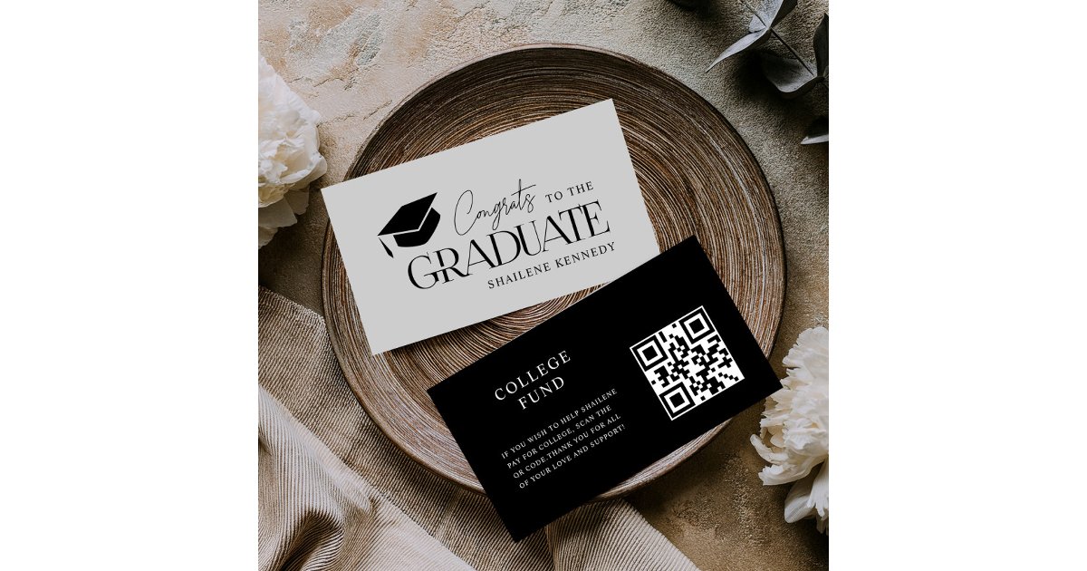 QR Code Modern Graduation College Fund Scan Card | Zazzle