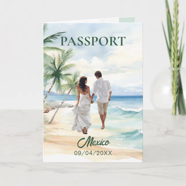 QR Code Passport Mexico Beach Wedding Destination Invitation | Zazzle