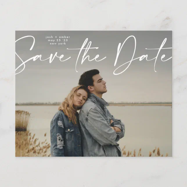 QR code Save The Date - Side Ways Budget Modern Flyer | Zazzle