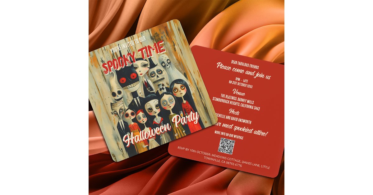 QR Code Spooky Time Halloween Invitation | Zazzle