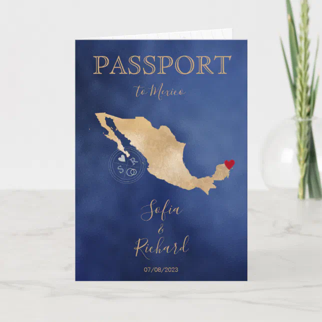 QR Code Wedding Destination Passport Map Mexico Invitation | Zazzle