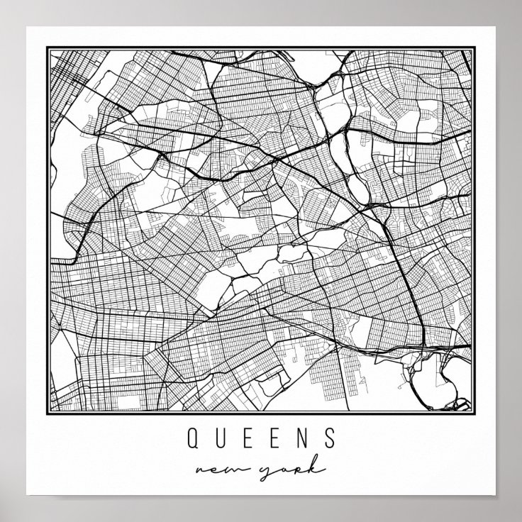 Queens New York Street Map Poster | Zazzle