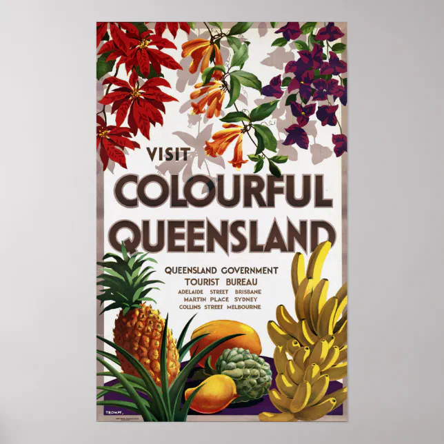 Queensland Australia Vintage Travel Poster | Zazzle