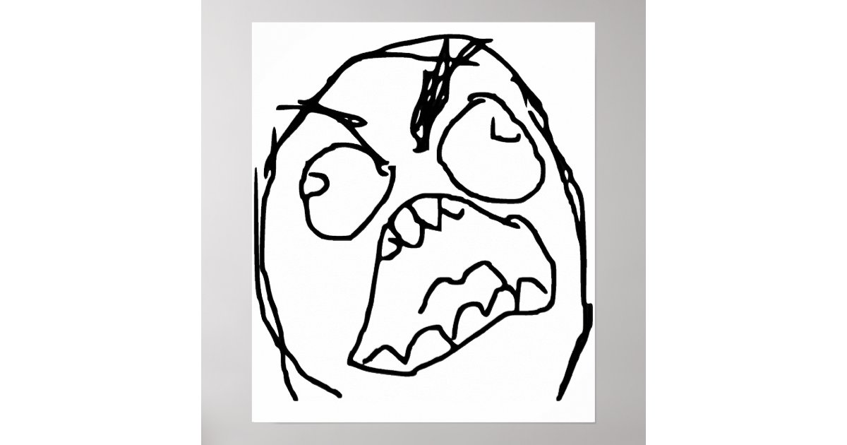 Rage Guy Angry Fuu Fuuu Rage Face Meme Poster | Zazzle
