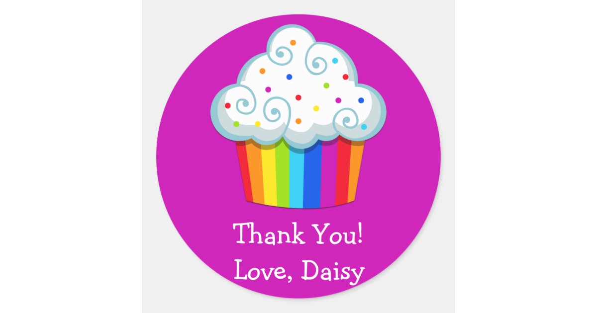 Rainbow Birthday Party Favour Sticker | Zazzle