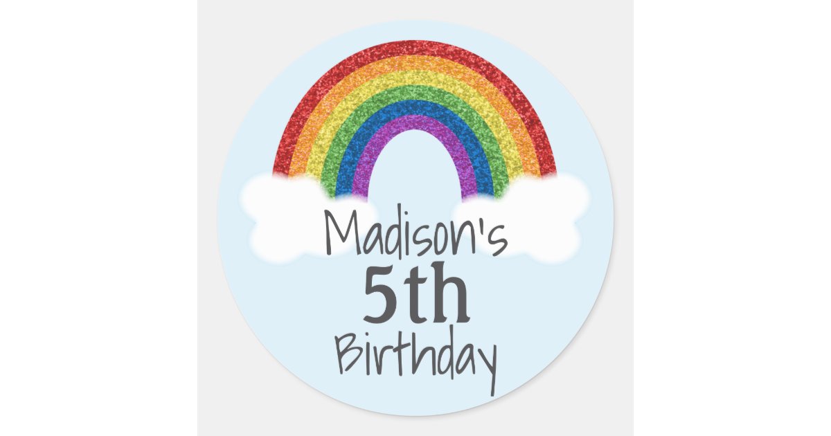 Rainbow Birthday Stickers Favour Stickers | Zazzle